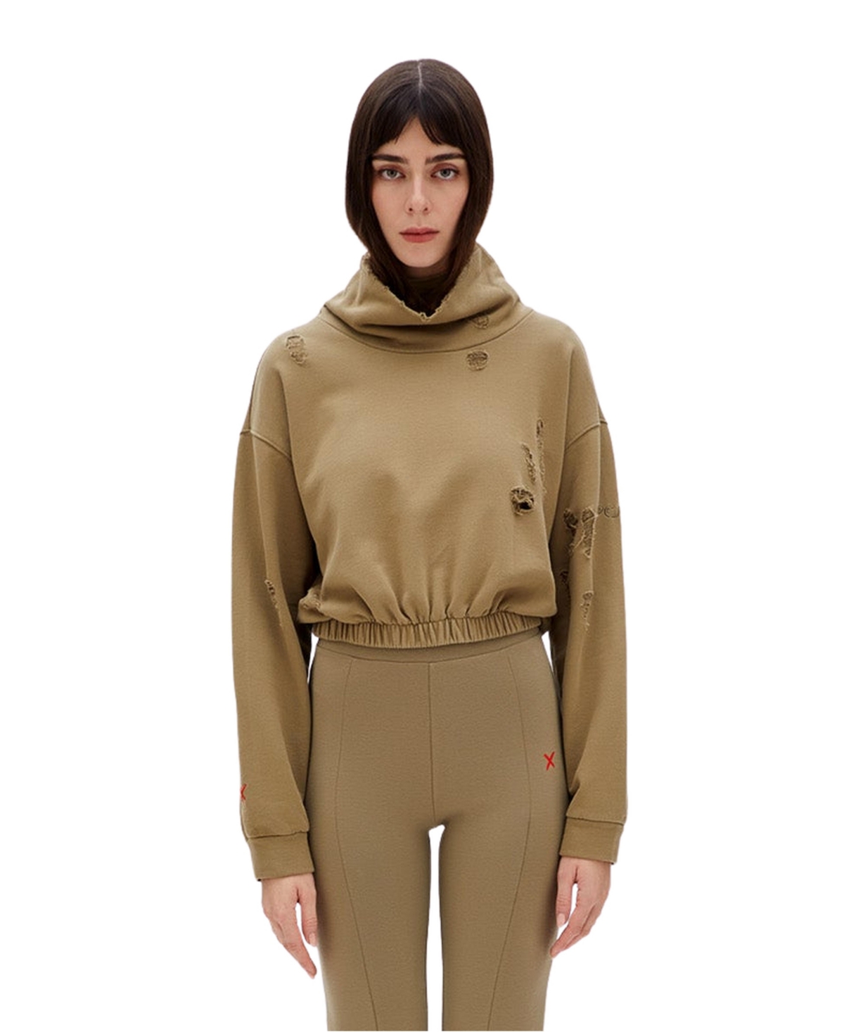 Click here for Pcfg Womens Cotton Destroyed High-Neck Sweatshirt... prices