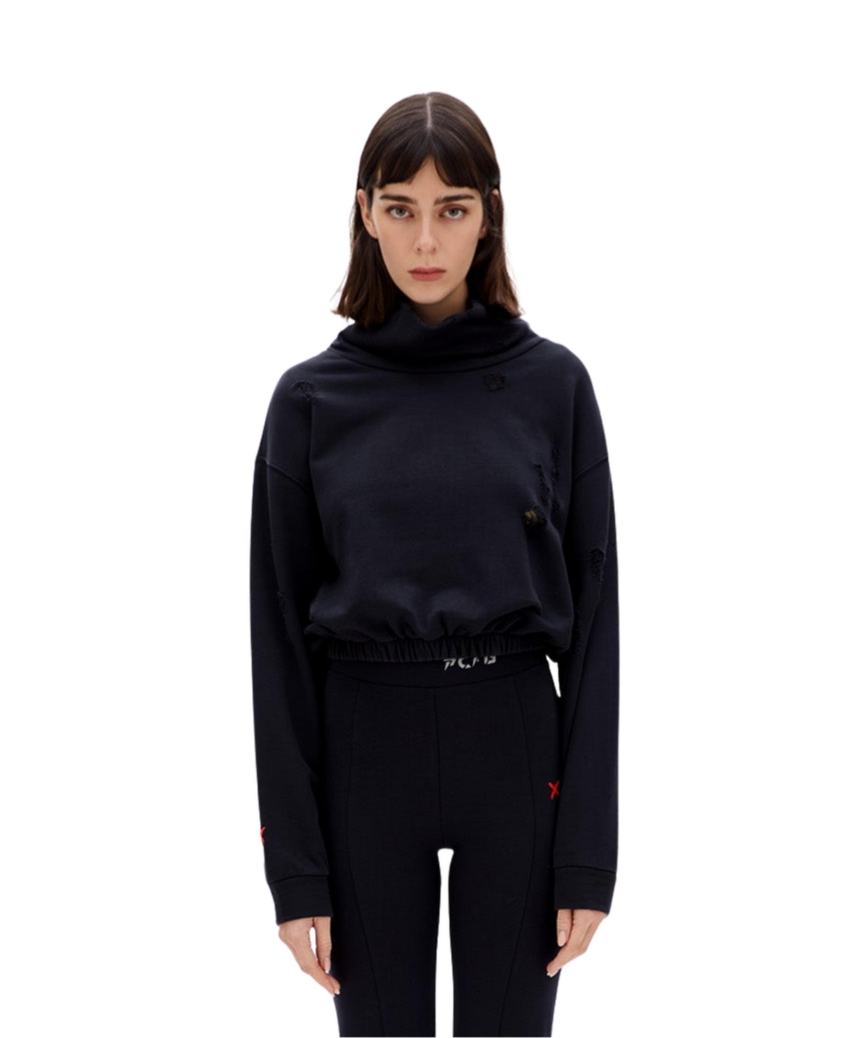 Click here for Pcfg Womens Cotton Destroyed High-Neck Sweatshirt... prices