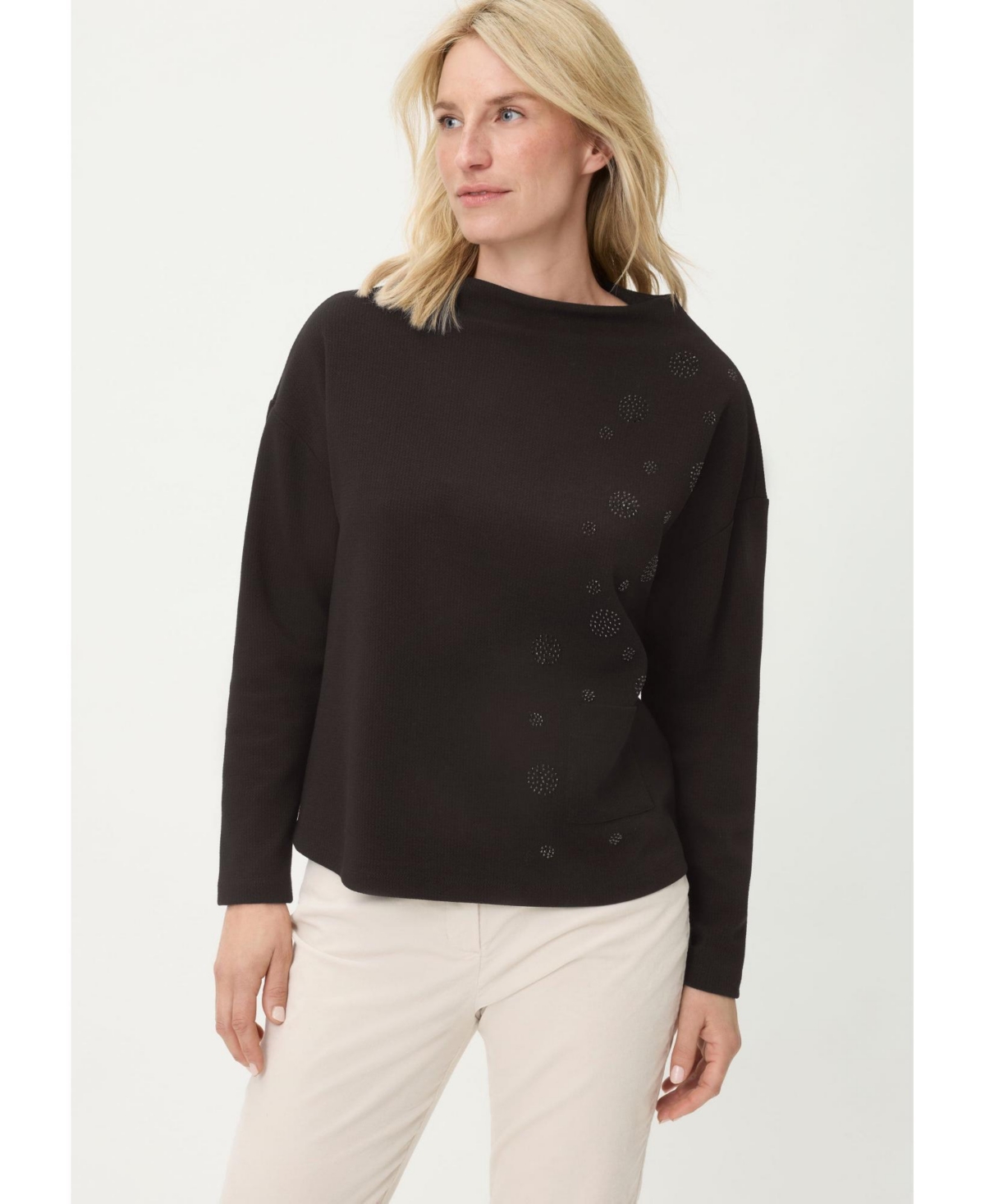 Click here for Olsen Womens Embellished Funnel Neck Jersey Top -... prices