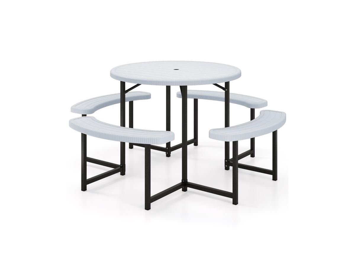 Click here for Slickblue Round Picnic Table Set with 4 Benches an... prices