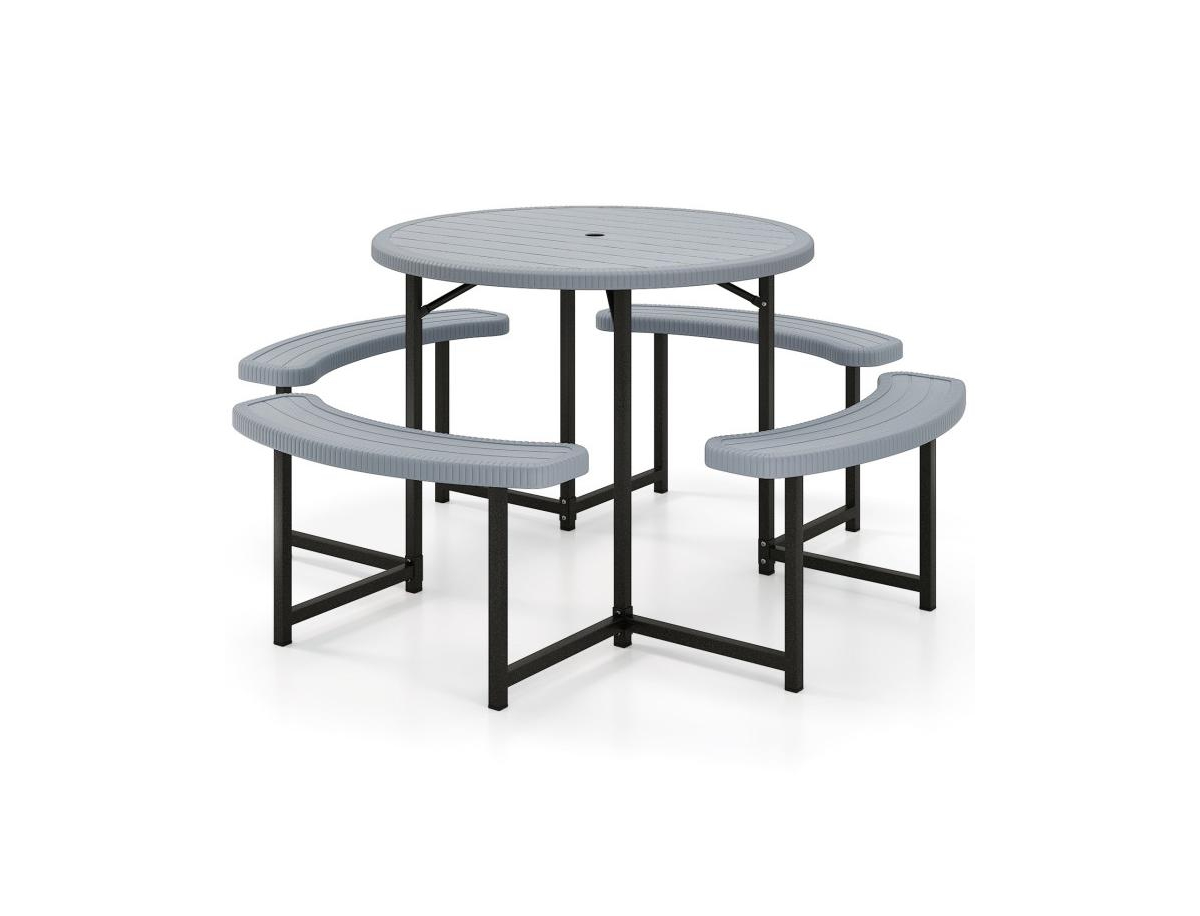 Click here for Slickblue Round Picnic Table Set with 4 Benches an... prices