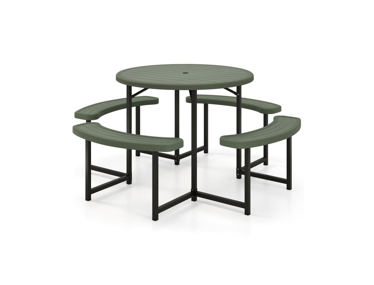 Click here for Slickblue Round Picnic Table Set with 4 Benches an... prices