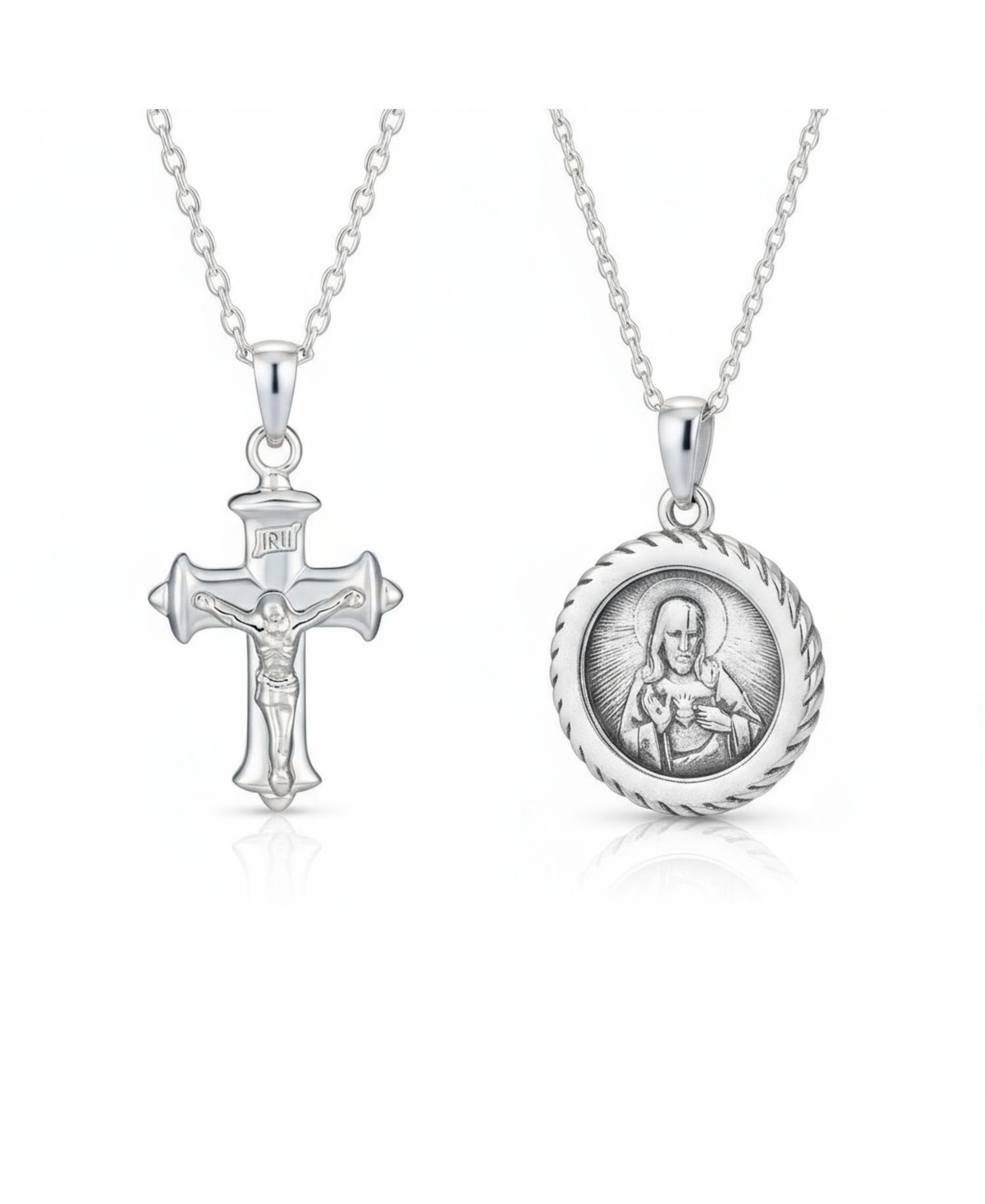 Click here for Bling Jewelry Classic Set of 2 Jesus Medallion and... prices