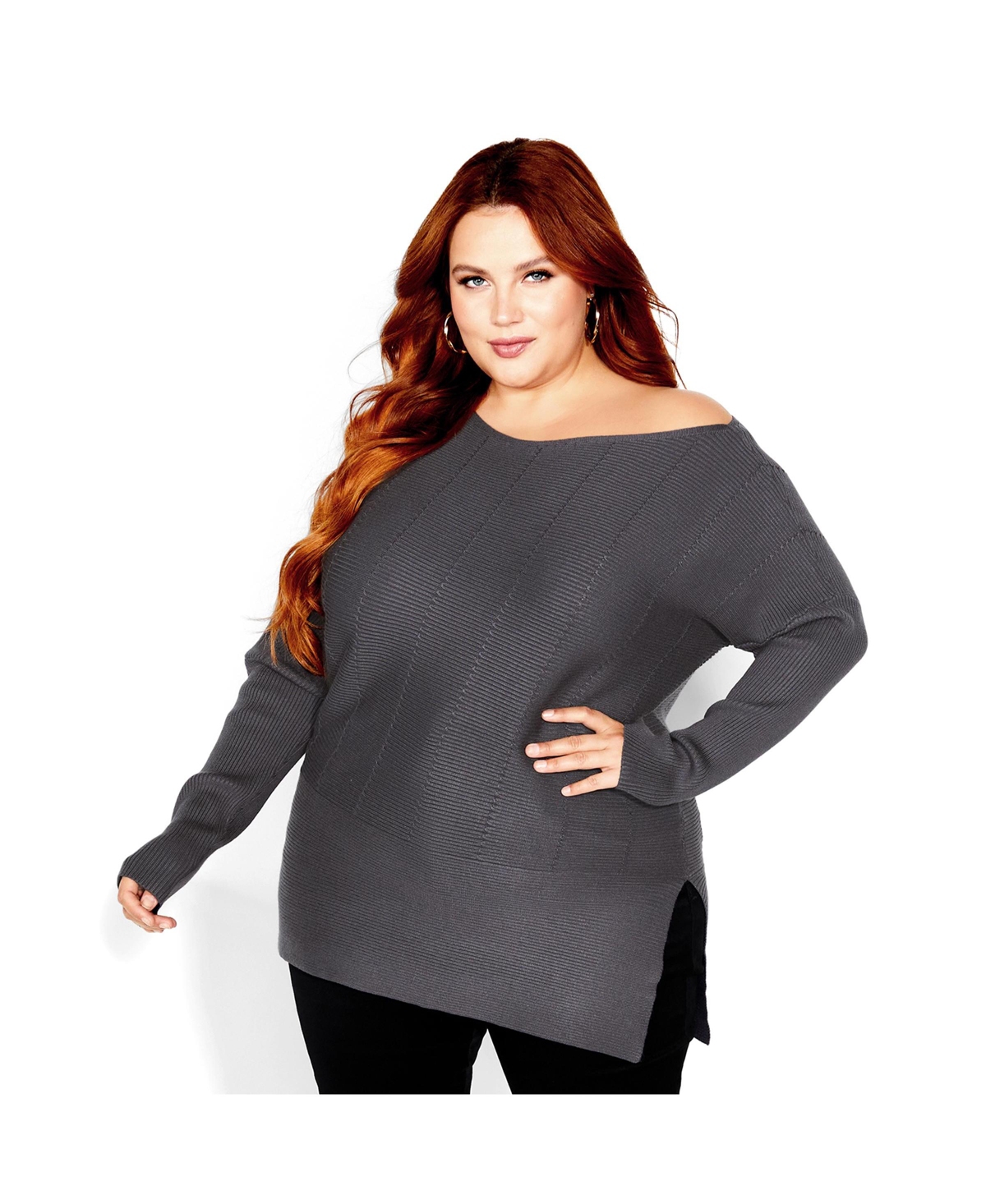 Click here for City Chic Womens Lean In Sweater - Smoke prices