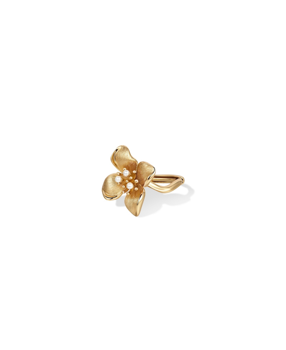 Click here for Retro Chic Iris Blossom Ring - Gold  white prices