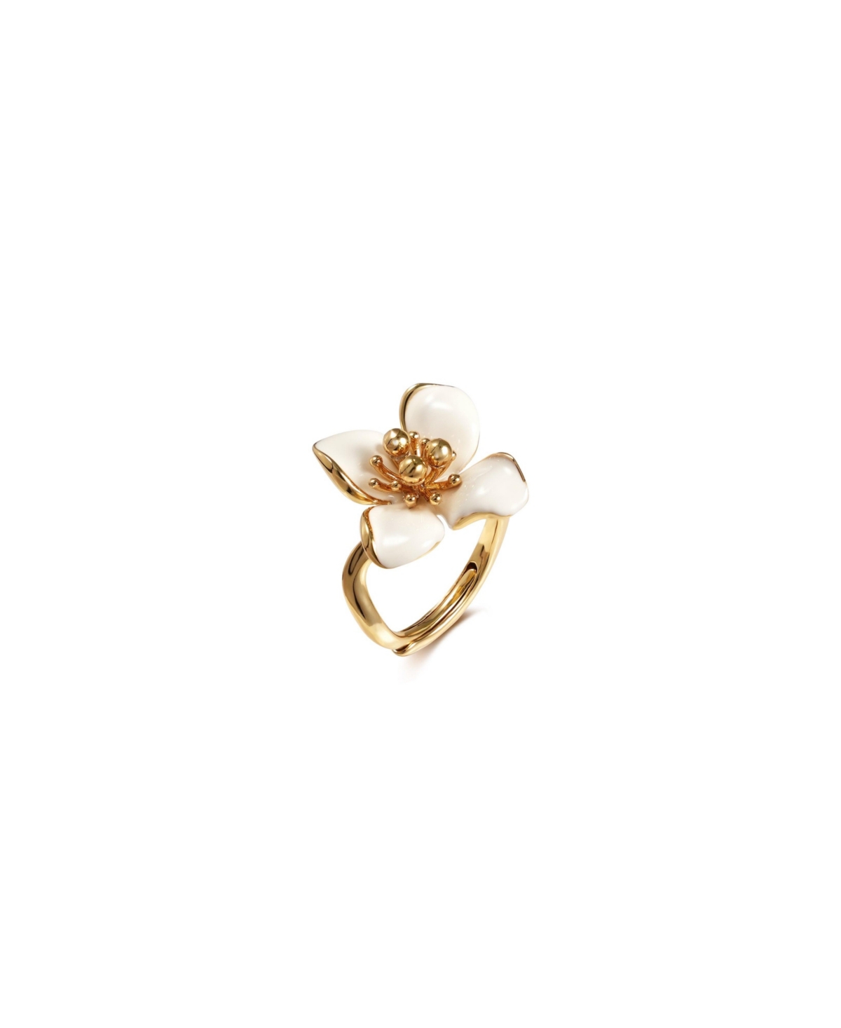 Click here for Retro Chic Iris Blossom Ring - White  gold prices