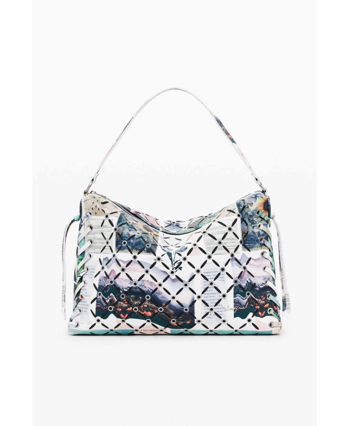 Click here for Desigual Womens Medium Collage perforated crossbod... prices