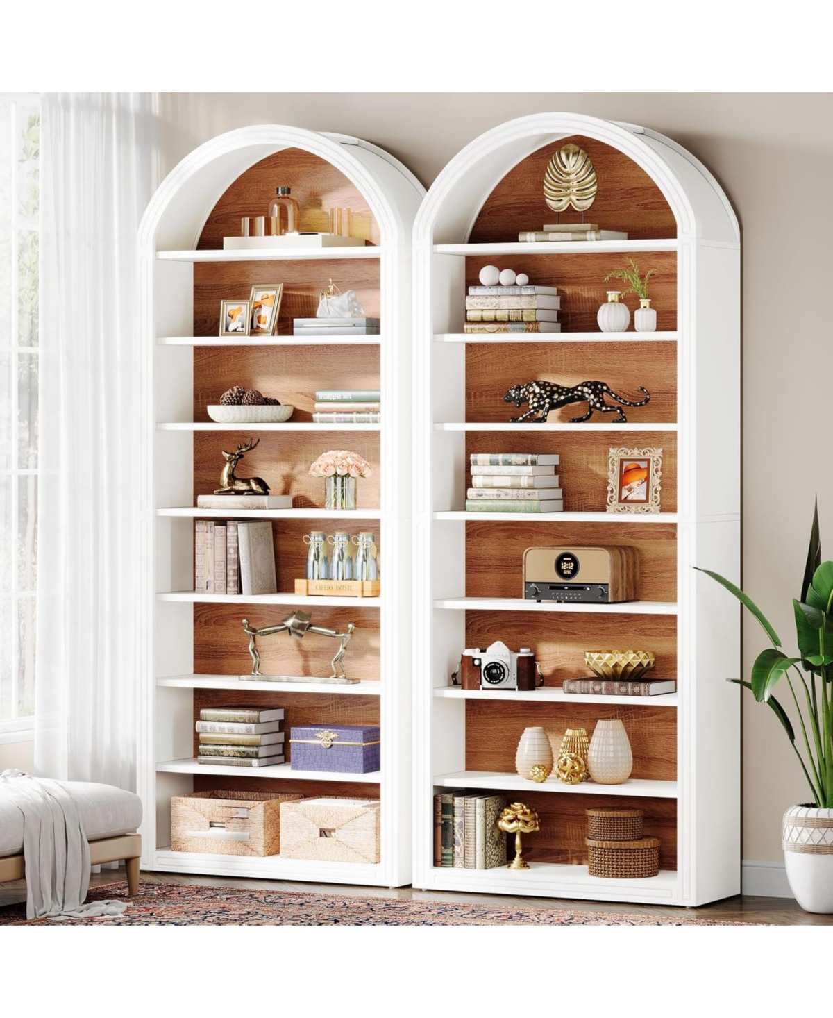 Click here for Tribesigns Set of 2 Wood 8-Tier Modern White Arche... prices