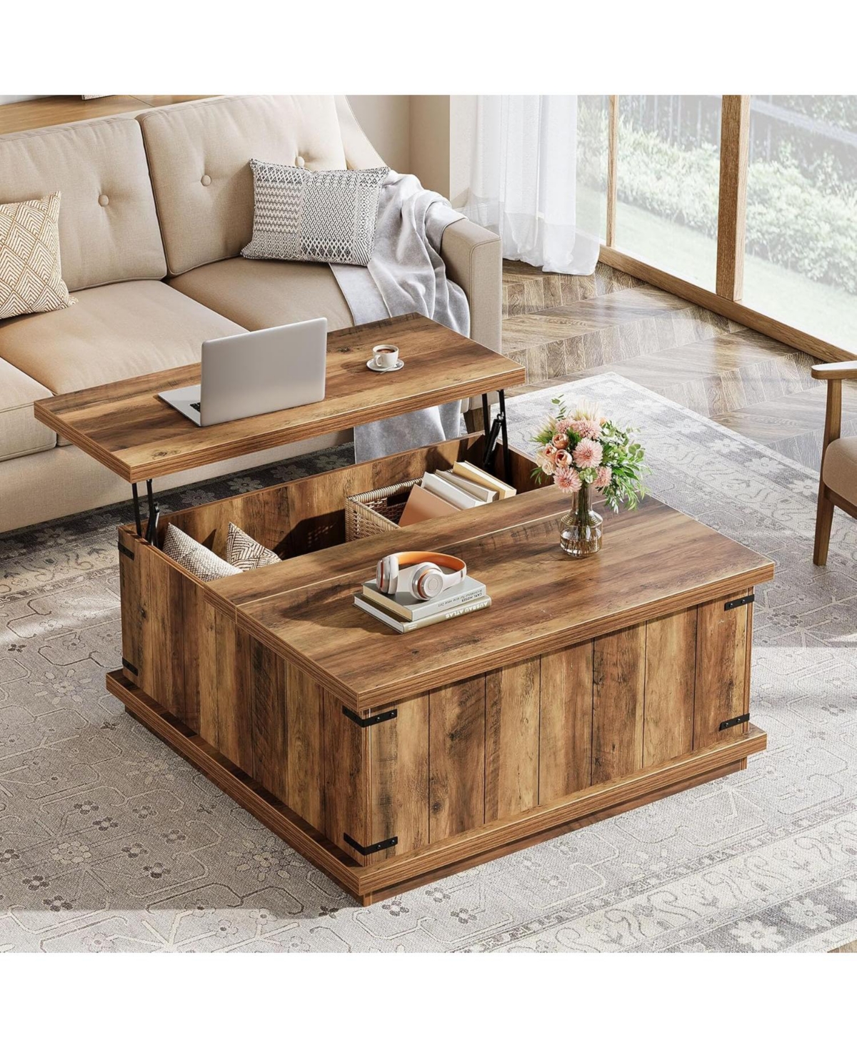 Click here for Tribesigns Farmhouse Lift Top Coffee Table –... prices
