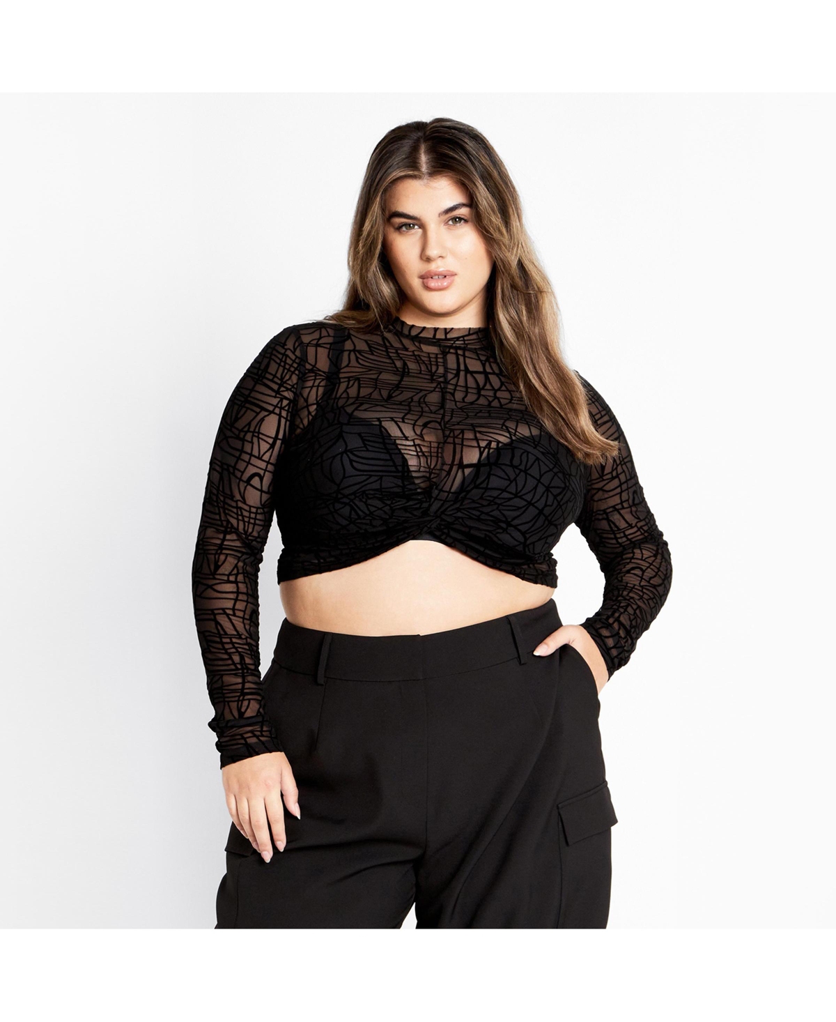 Click here for City Chic Womens Swirl Frankie Top - Black prices