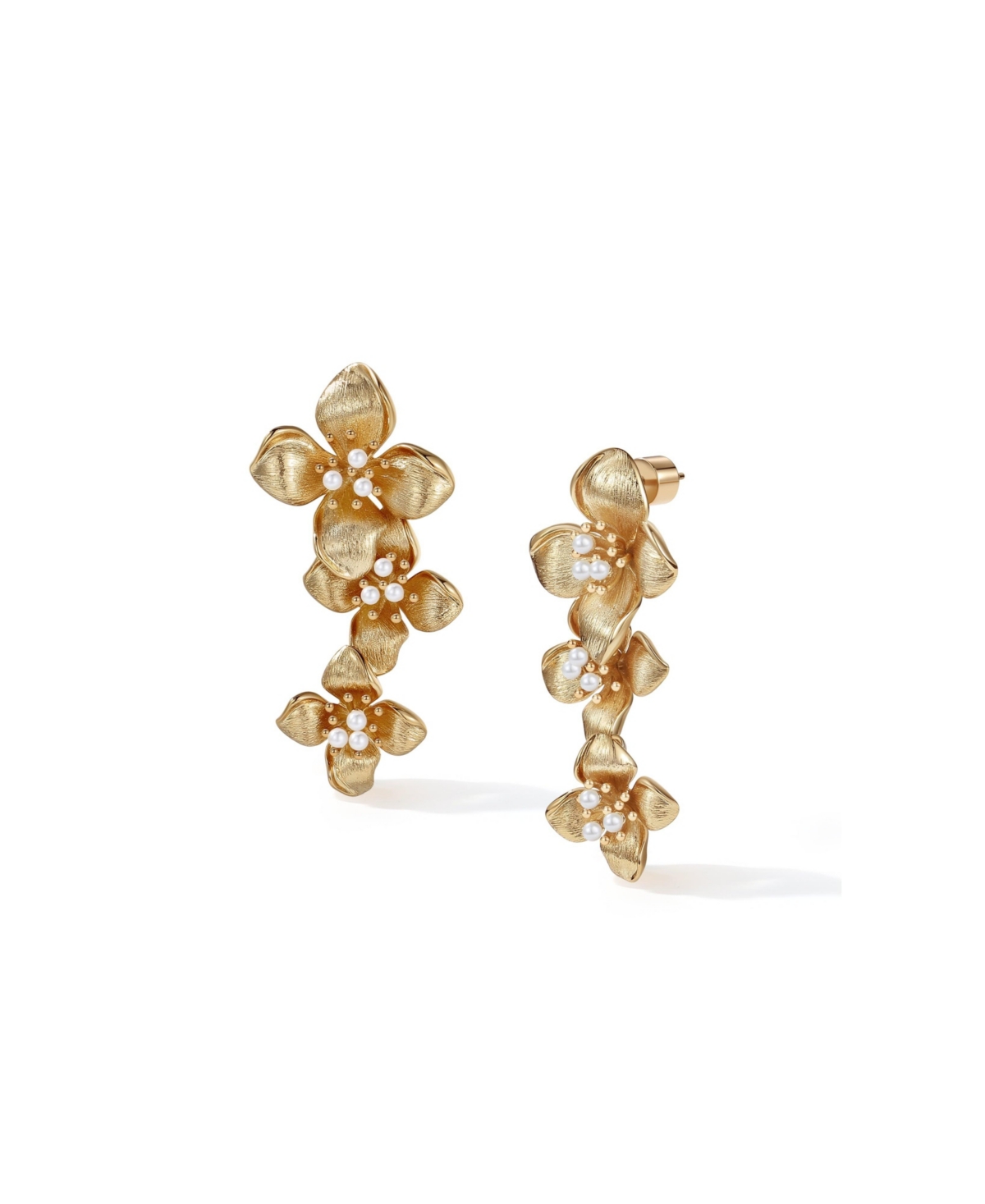 Click here for Retro Chic Iris Blossom Earrings - Gold  white prices