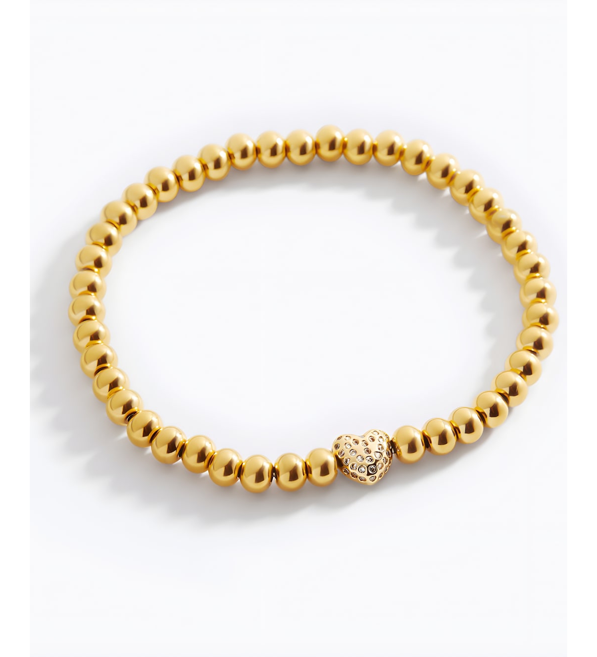 Click here for Mint & Lily Pave Heart Gold Beaded Bracelet - 18k... prices