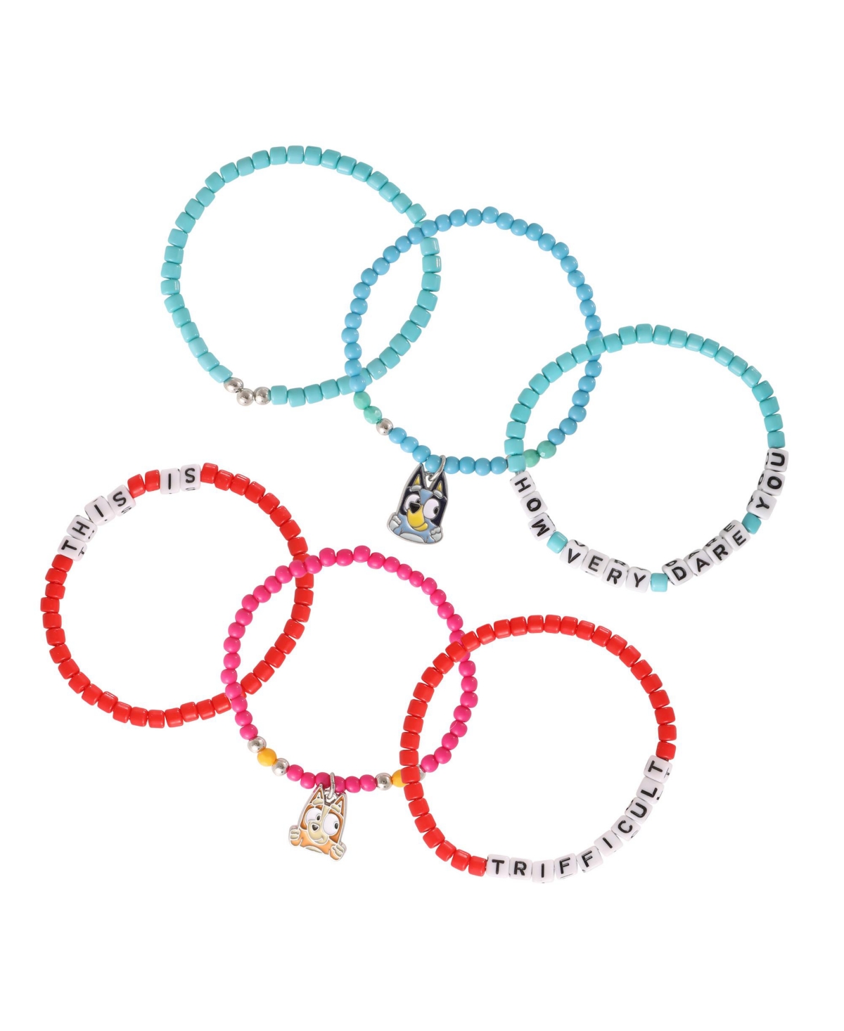 Click here for Bluey Pink & Teal Beaded Bracelet Set with Charact... prices