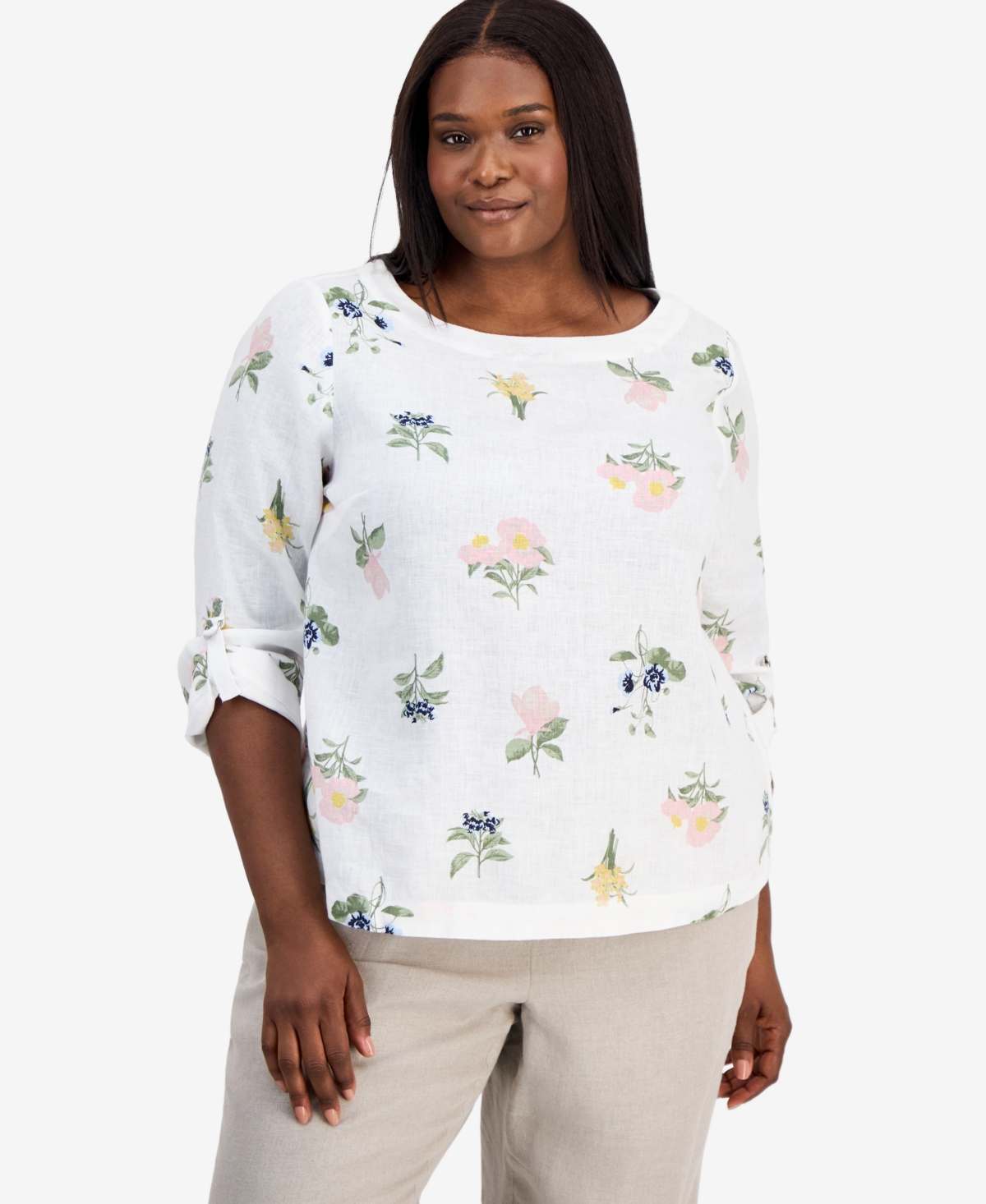 Click here for Charter Club Plus Size Darling Floral Crewneck Shi... prices