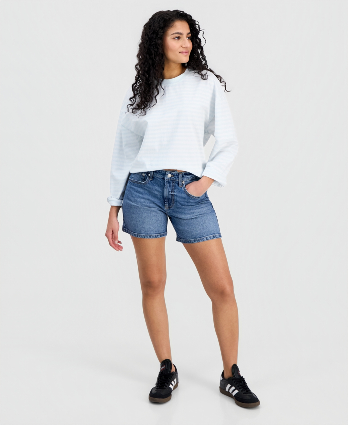 Click here for Celebrity Pink Juniors High-Rise Denim Bermuda Sho... prices