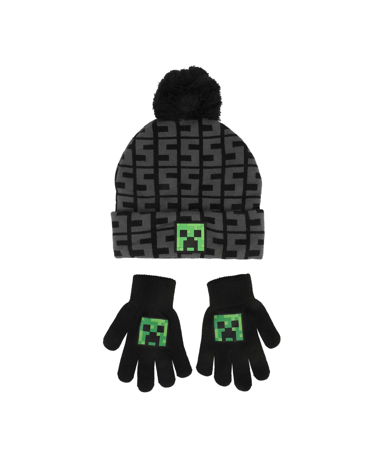 Click here for Minecraft Boys Ssss Creeper Black 2-Piece Knit Bea... prices