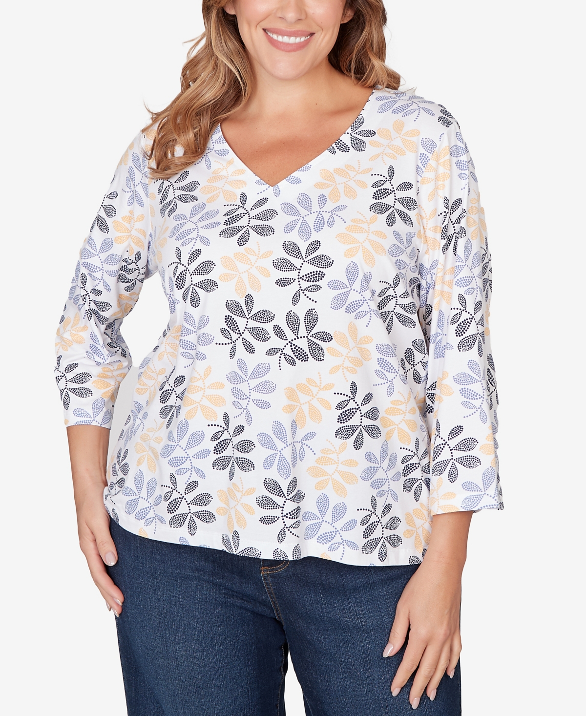 Click here for Hearts Of Palm Plus Size Printed Stretch Jersey V-... prices