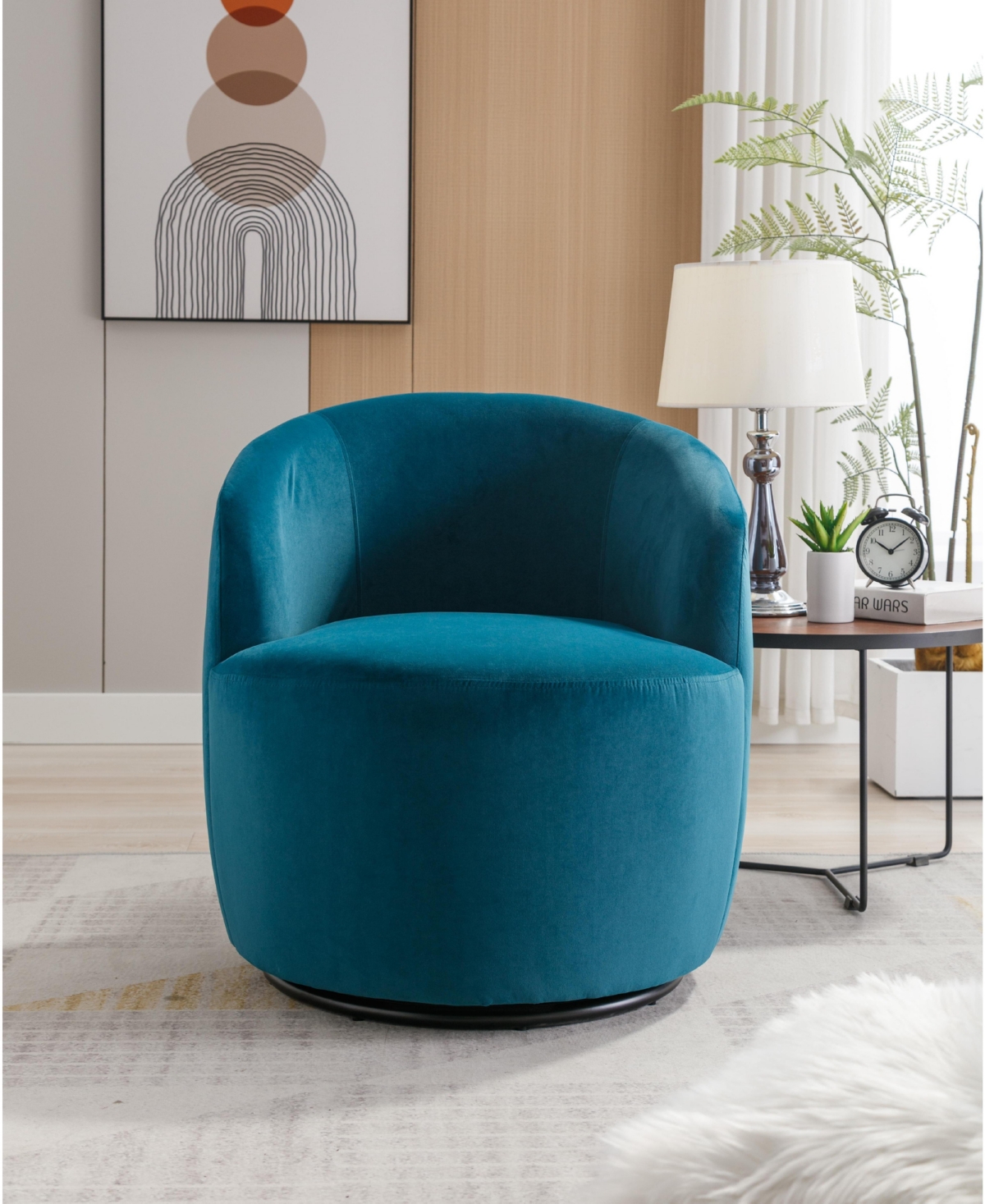 Click here for Cesicia Teal Velvet Swivel Accent Armchair With Bl... prices