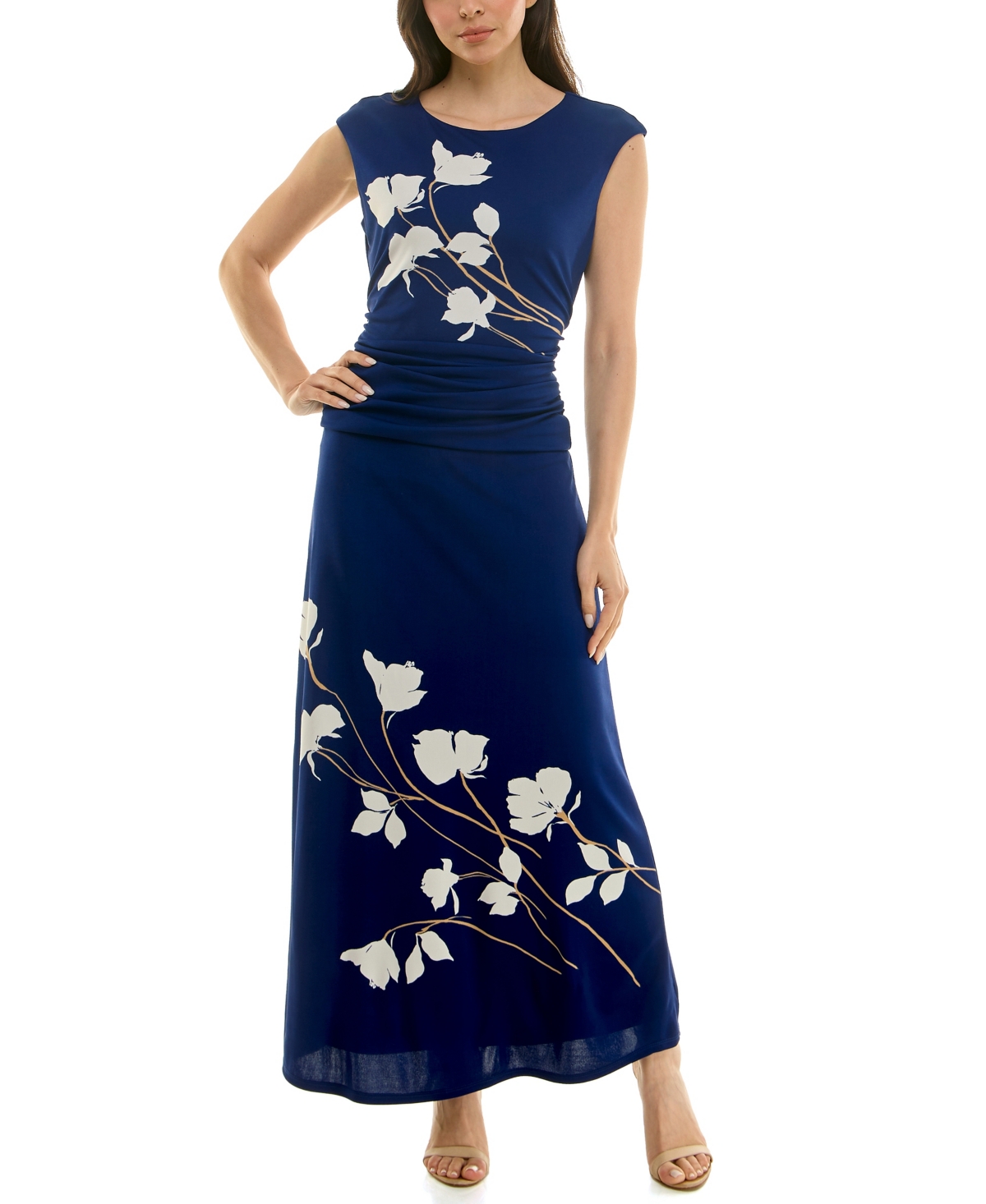 Click here for Taylor Womens Floral Fit and Flare Dress - Navy Iv... prices