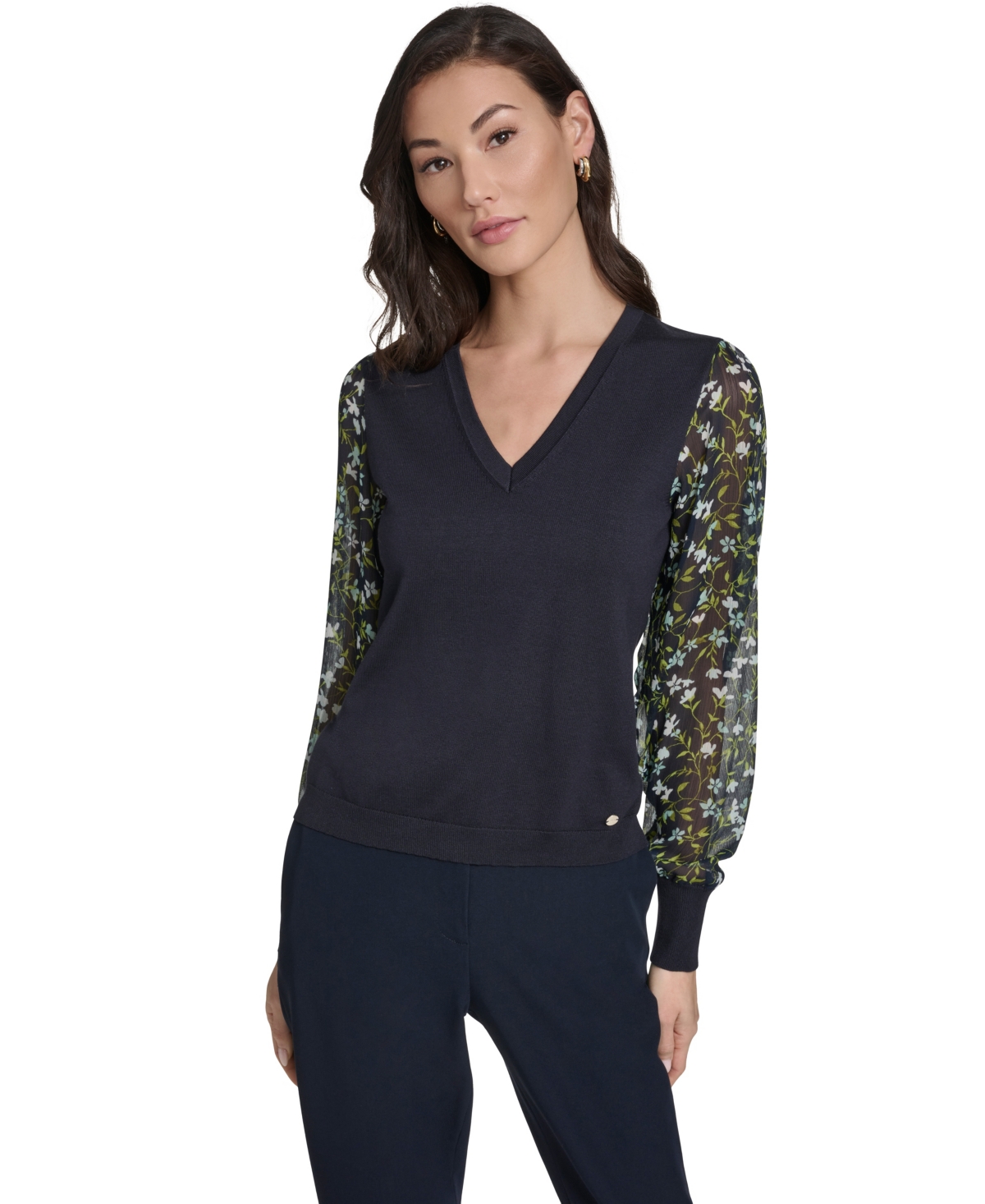 Click here for Tommy Hilfiger Womens Mixed Media V-Neck Sweater -... prices