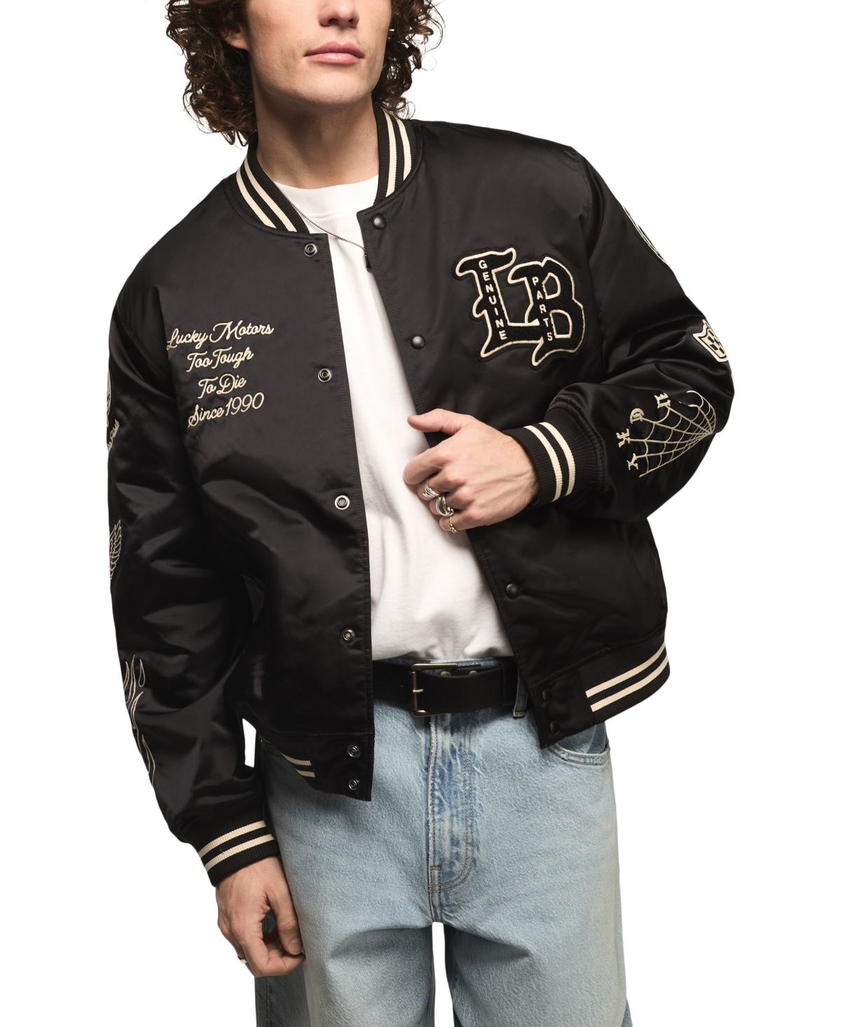 Click here for Lucky Brand Mens Satin Varsity Regular-Fit Jacket... prices