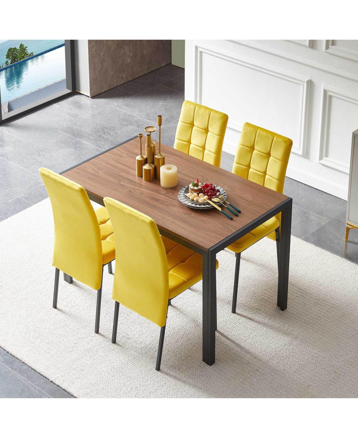Click here for Streamdale Furniture Streamdale Yellow Velvet Chai... prices