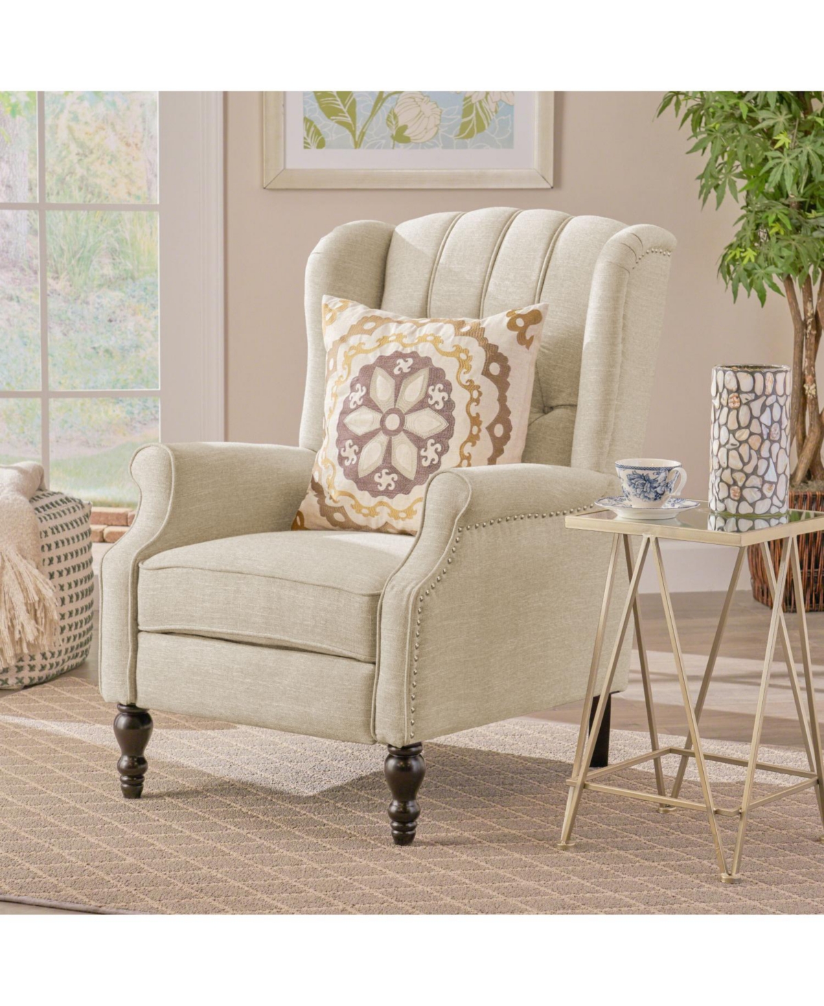 Click here for Streamdale Furniture Light Beige Tufted Fabric Arm... prices