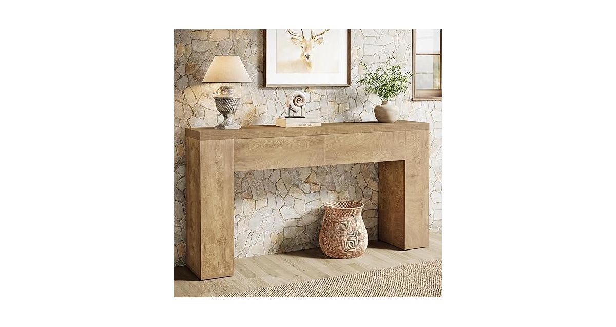 Click here for Tribesigns 63-Inch Wooden Console Table with 2 Hid... prices