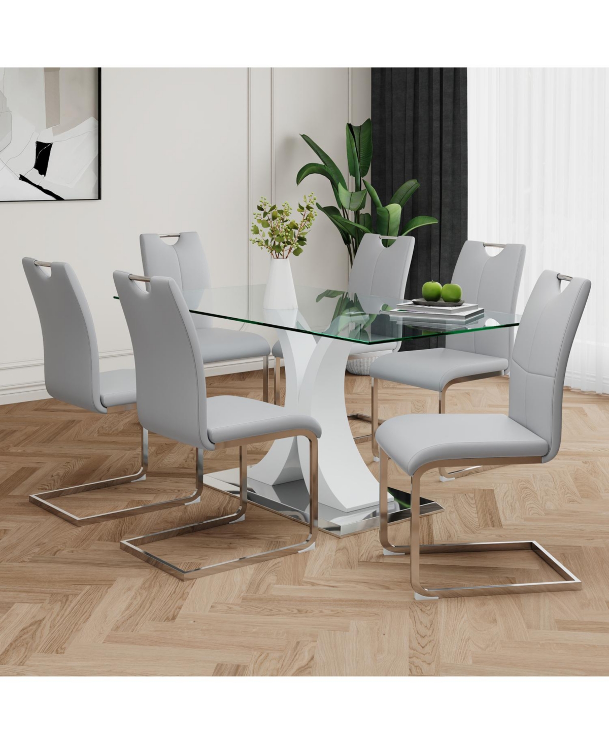 Click here for Streamdale Furniture Modern Glass Table & Gray Din... prices