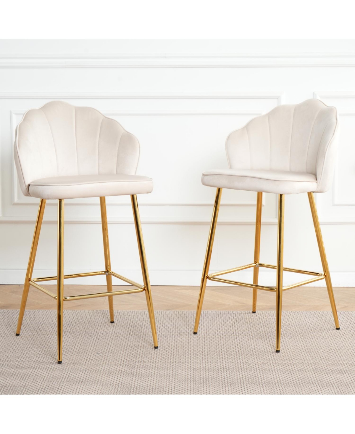 Click here for Streamdale Velvet Shell Bar Chair with Gold Metal... prices