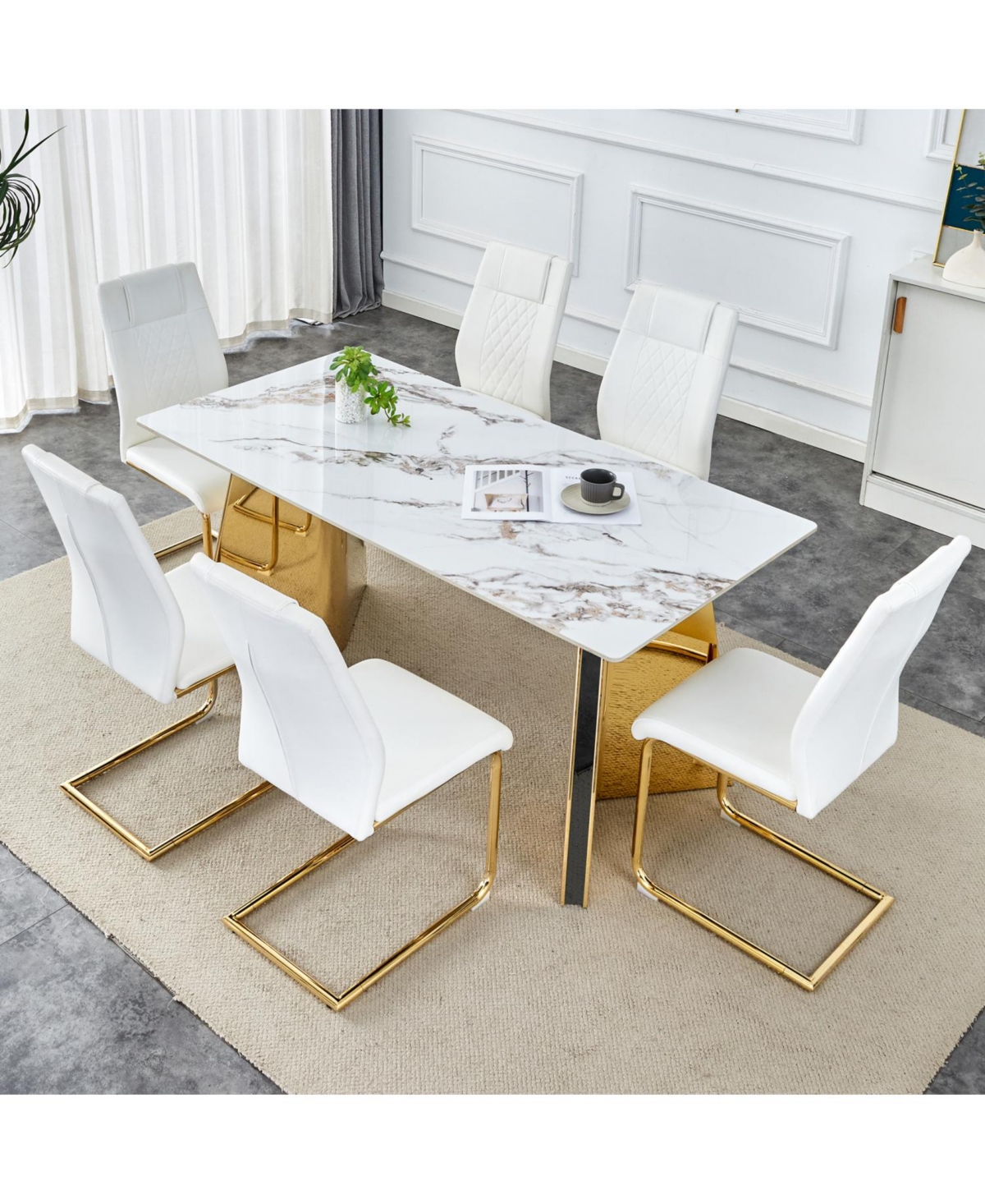 Click here for Streamdale Furniture Sintered Stone Dining Set 63&... prices