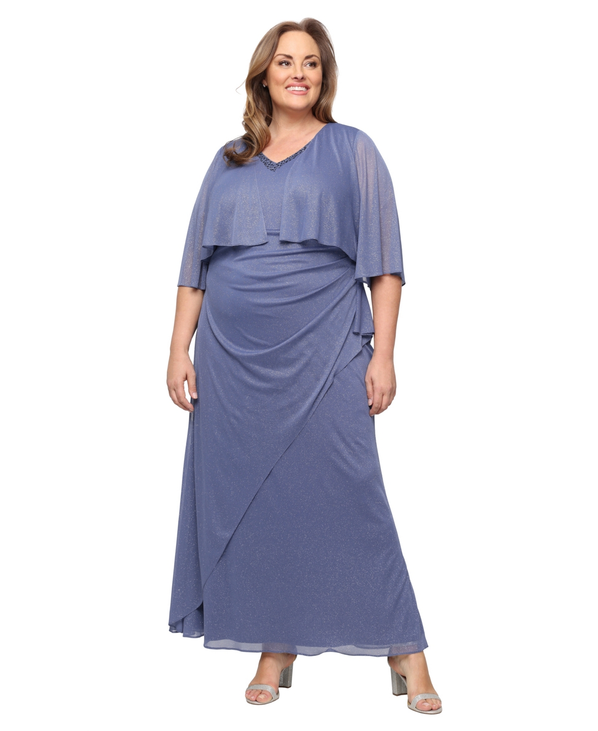 Click here for Sl Fashions Plus Size V-Neck A-Line Gown - Dusty B... prices