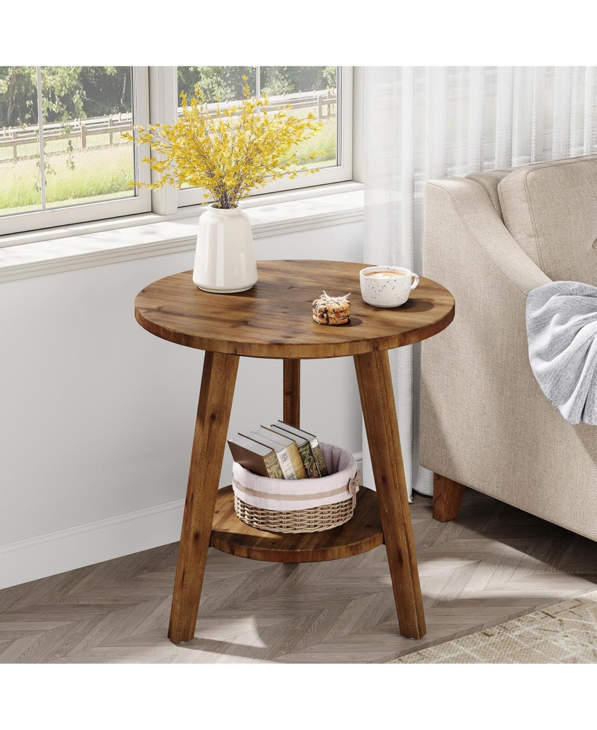 Click here for Tribesigns Solid Wood Round End Table  Sofa Side T... prices