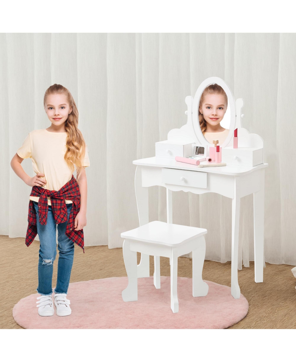 Click here for Kids Vanity Set with Adjustable Mirror  Pretend Pl... prices