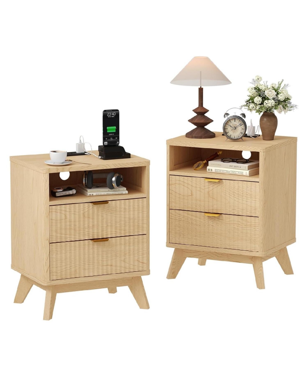 Click here for Gaomon 2pcs Wood Nightstand with Usb Charging Stat... prices