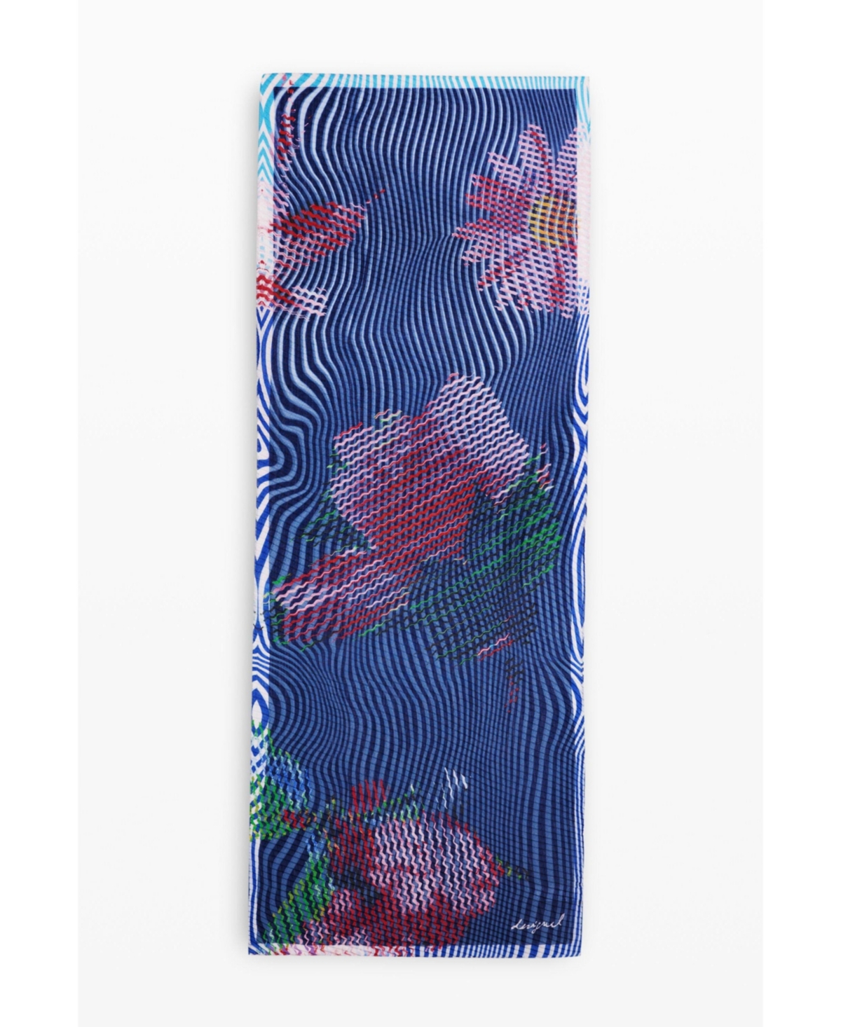 Click here for Desigual Womens Rectangular bluestrip scarf - Blue prices