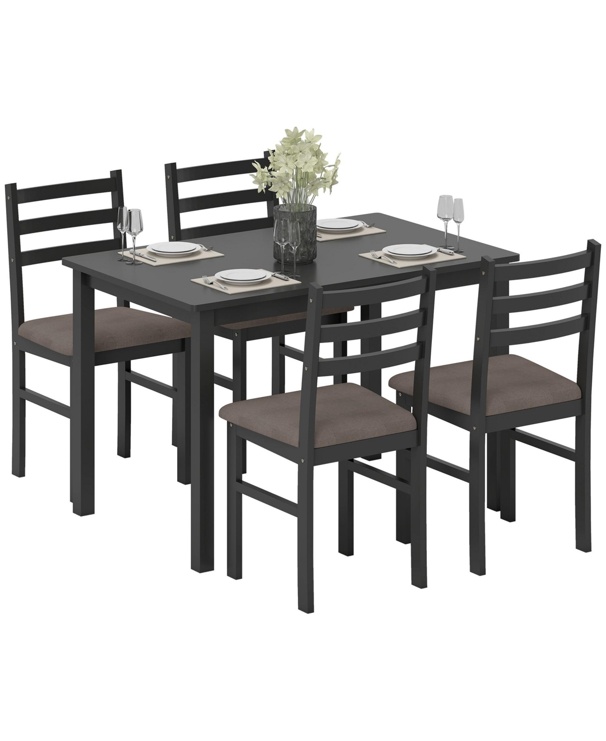 Click here for Homcom 5-Piece Dining Table Set with Upholste Chai... prices