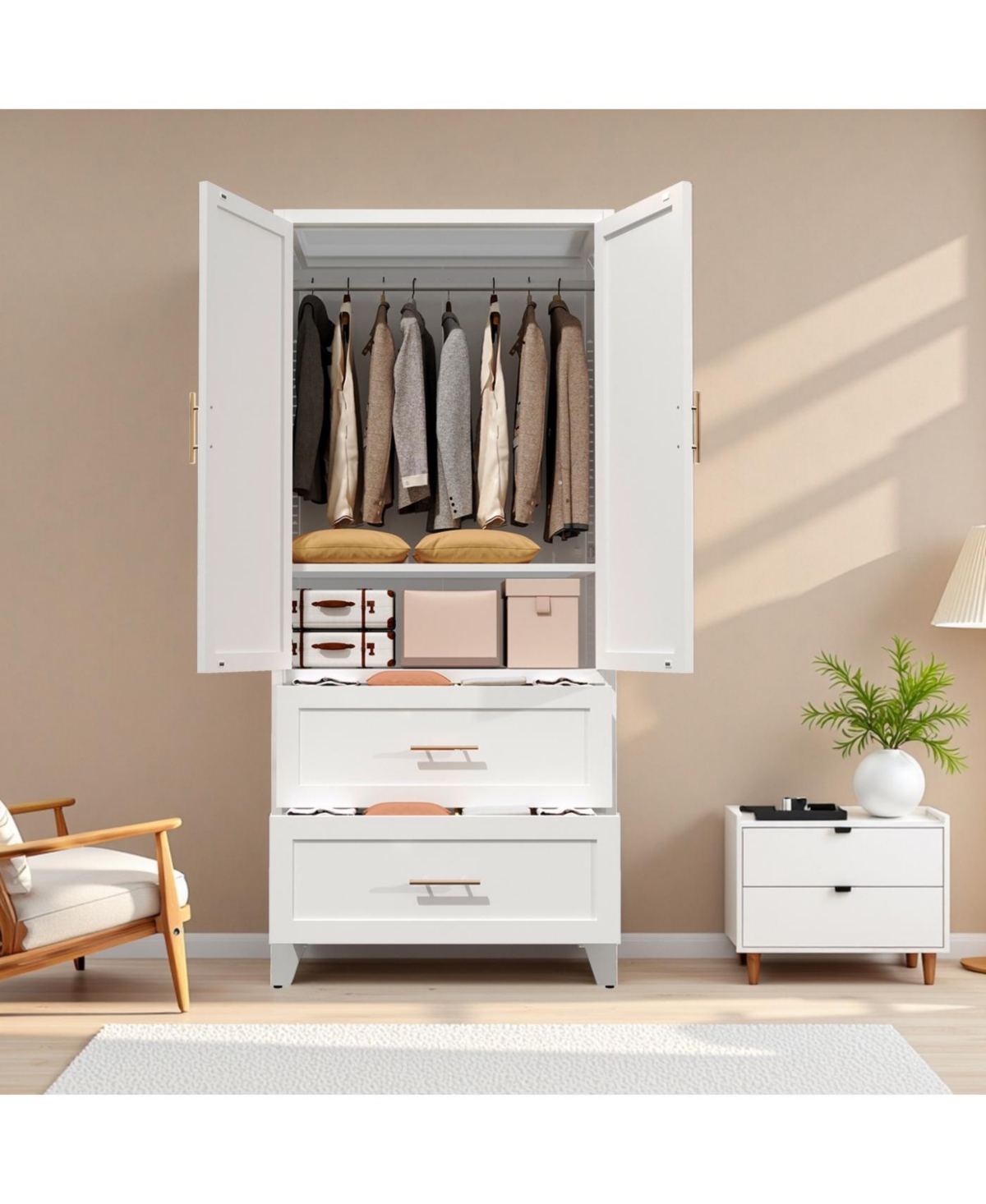 Click here for Streamdale Furniture 71 Metal Wardrobe Cabinet w/... prices