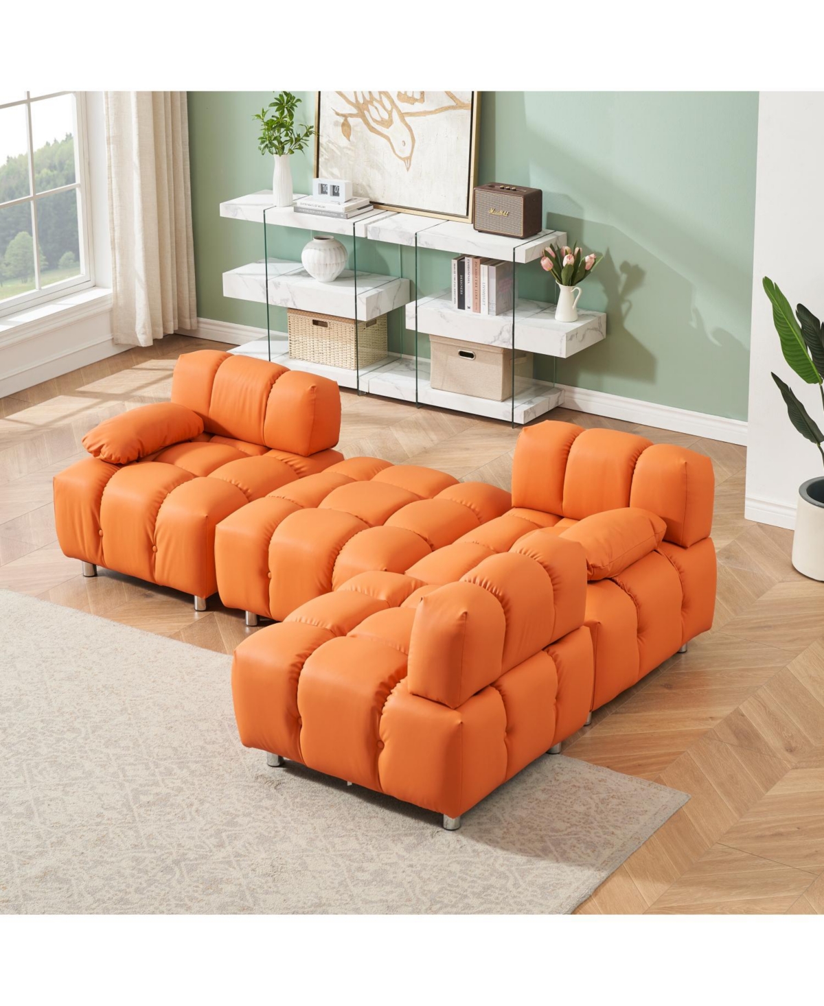 Click here for Streamdale Furniture Orange Tech Cloth Sofa - Wate... prices