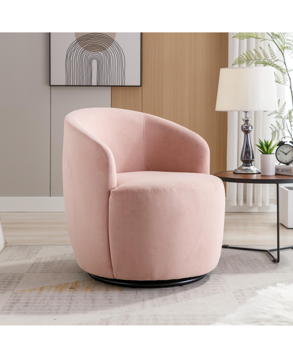 Click here for Cesicia Pink Velvet Swivel Accent Armchair With Bl... prices