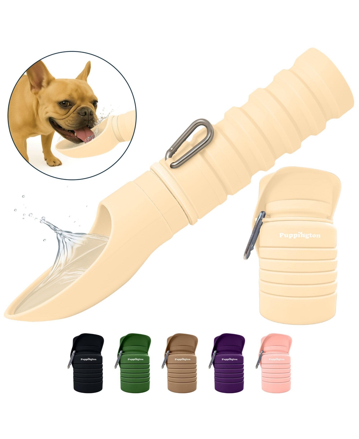 Click here for Puppington Collapsible Dog Water Bottle - Latte be... prices