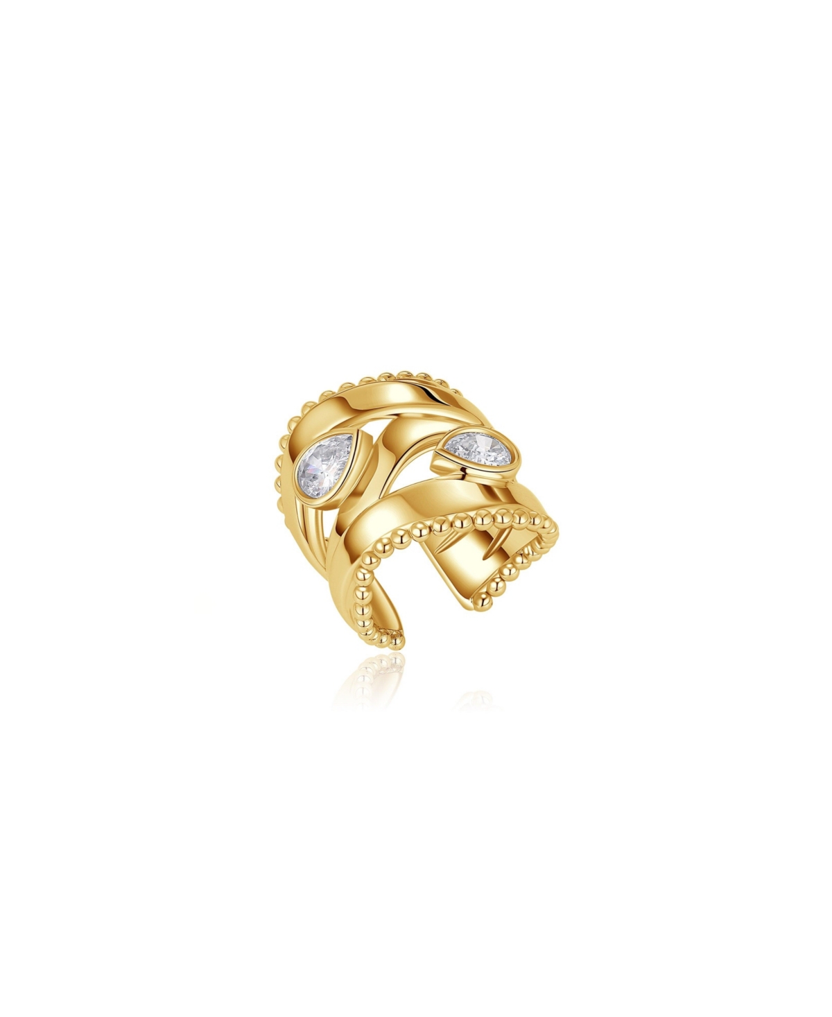 Click here for Retro Chic Droplets Ring - Gold  crystal clear prices