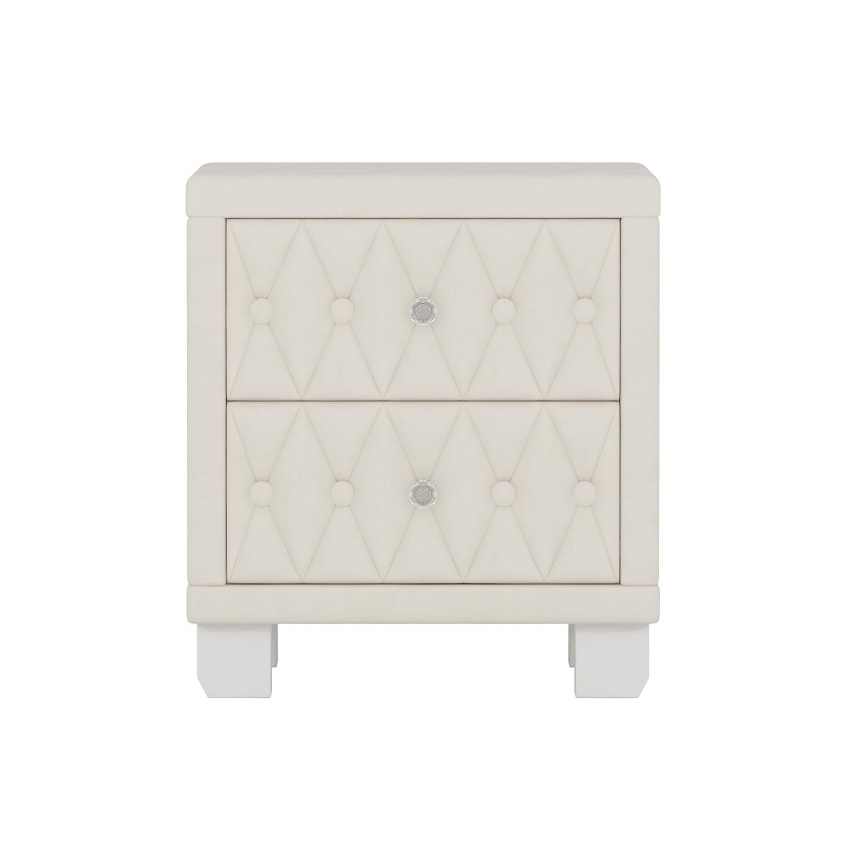 Click here for Cesicia Velvet Nightstand with 2 Drawers and Cryst... prices