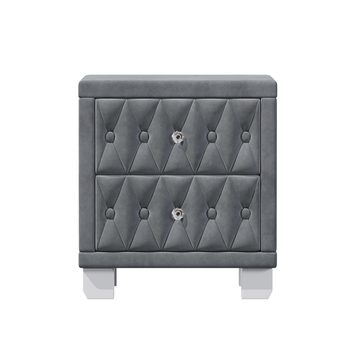 Click here for Cesicia Velvet Nightstand with 2 Drawers and Cryst... prices