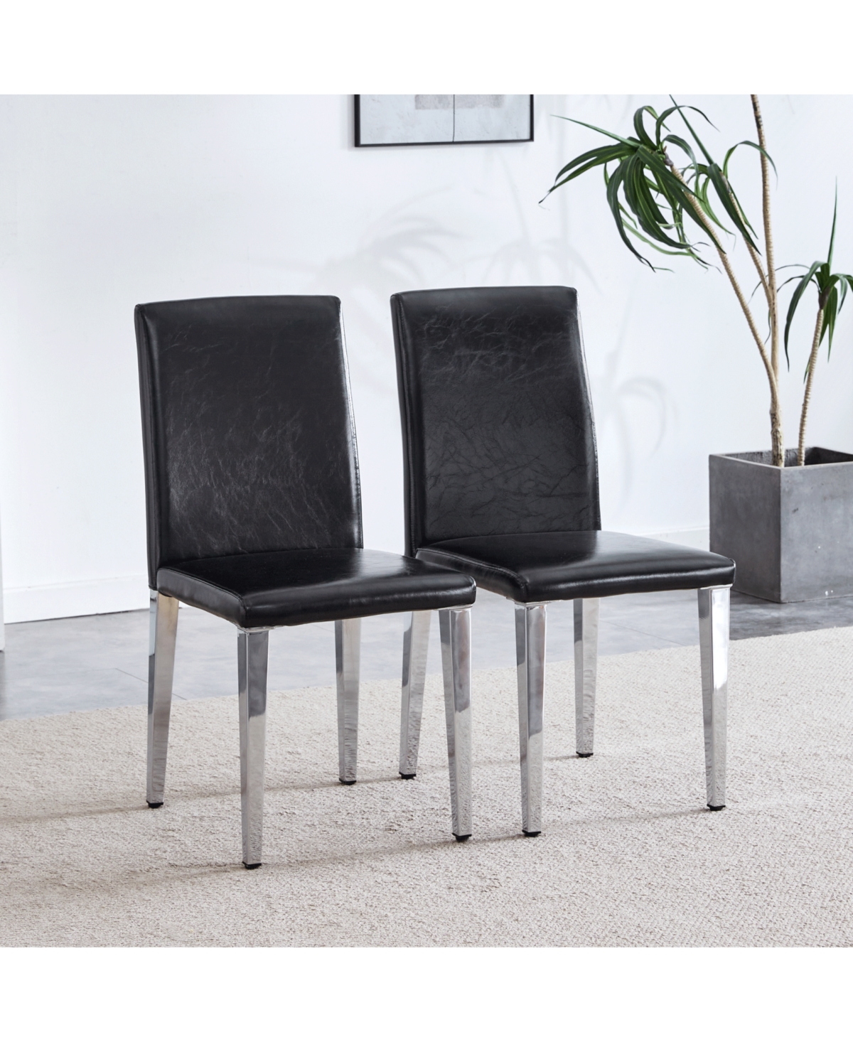 Click here for Streamdale Furniture Black Pu Backrest Chairs Silv... prices