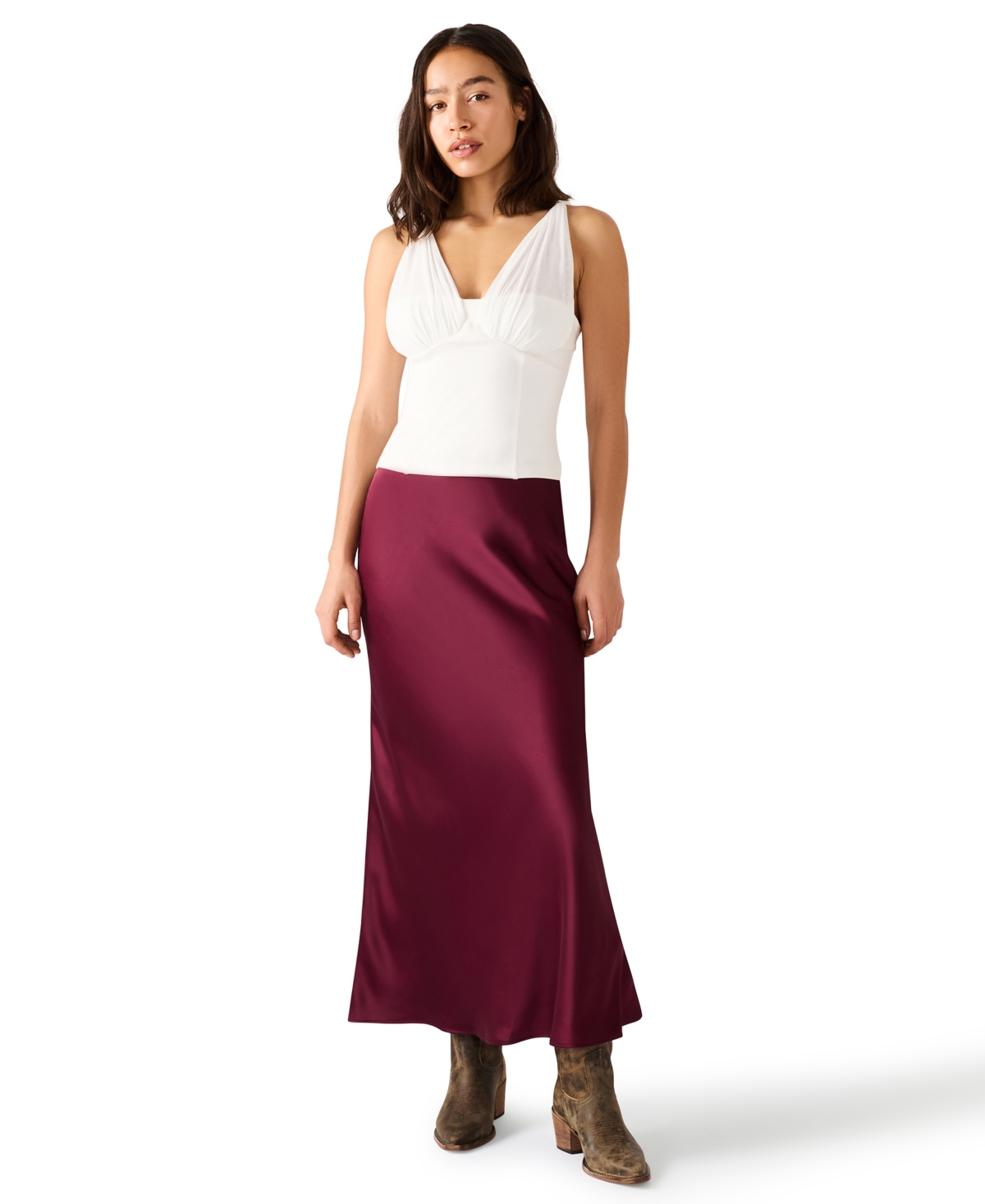 Click here for Steve Madden Womens Addisyn V-Neck Top - Ivory prices