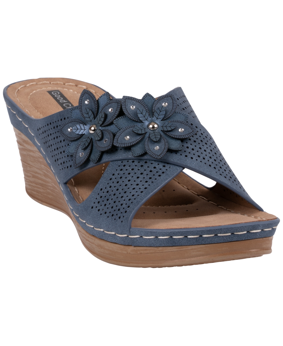Click here for Gc Shoes Temple Espadrille Wedge Sandal - Navy prices
