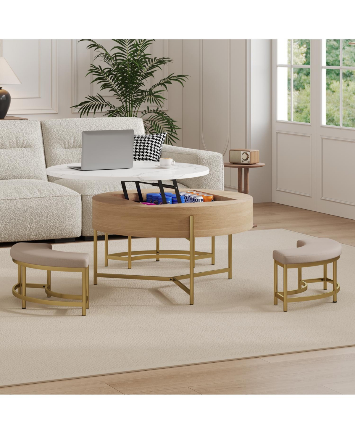 Click here for Streamdale Furniture Round Lift-Top Coffee Table w... prices