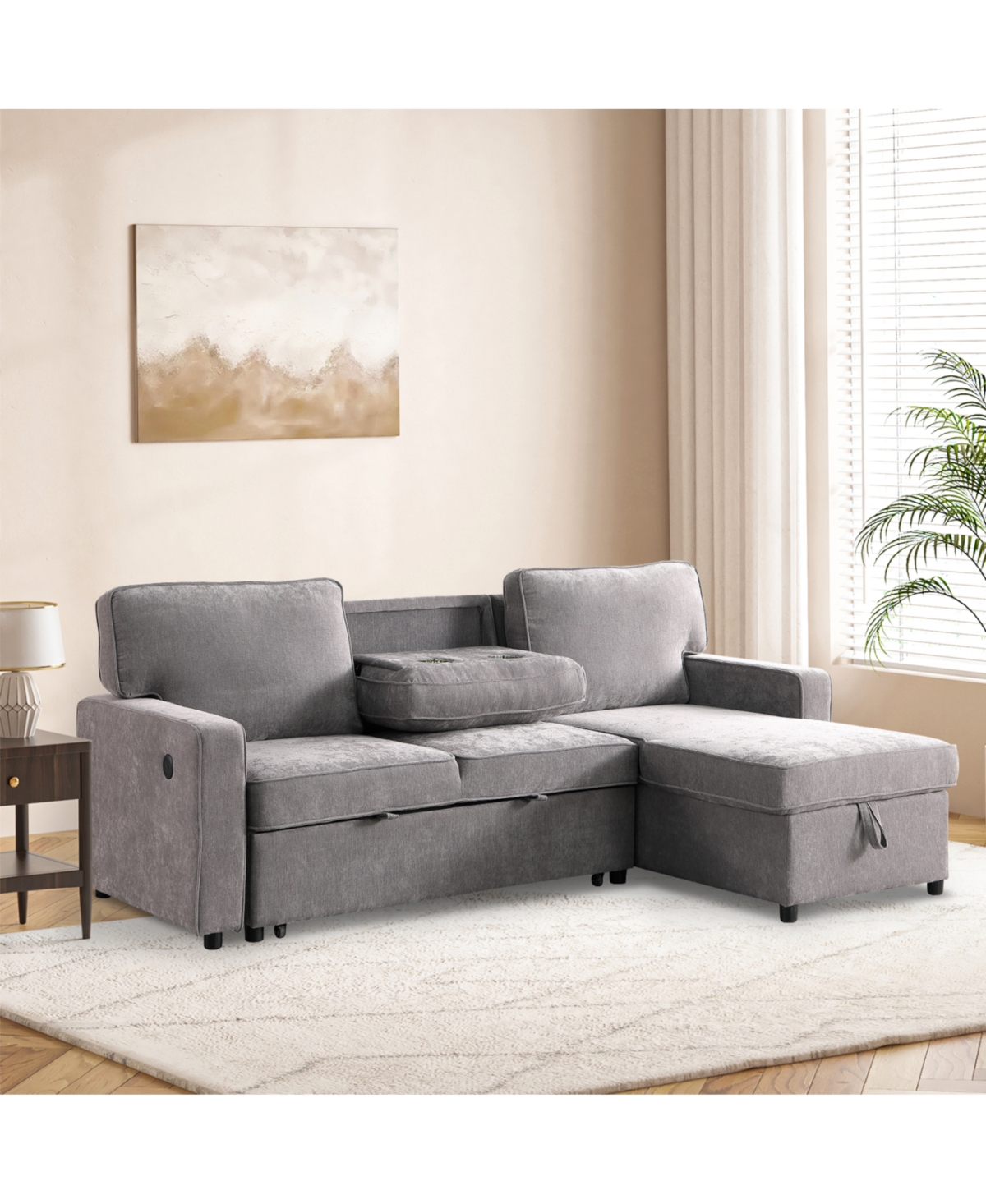 Click here for Streamdale Furniture Grey Sectional Sleeper Sofa w... prices