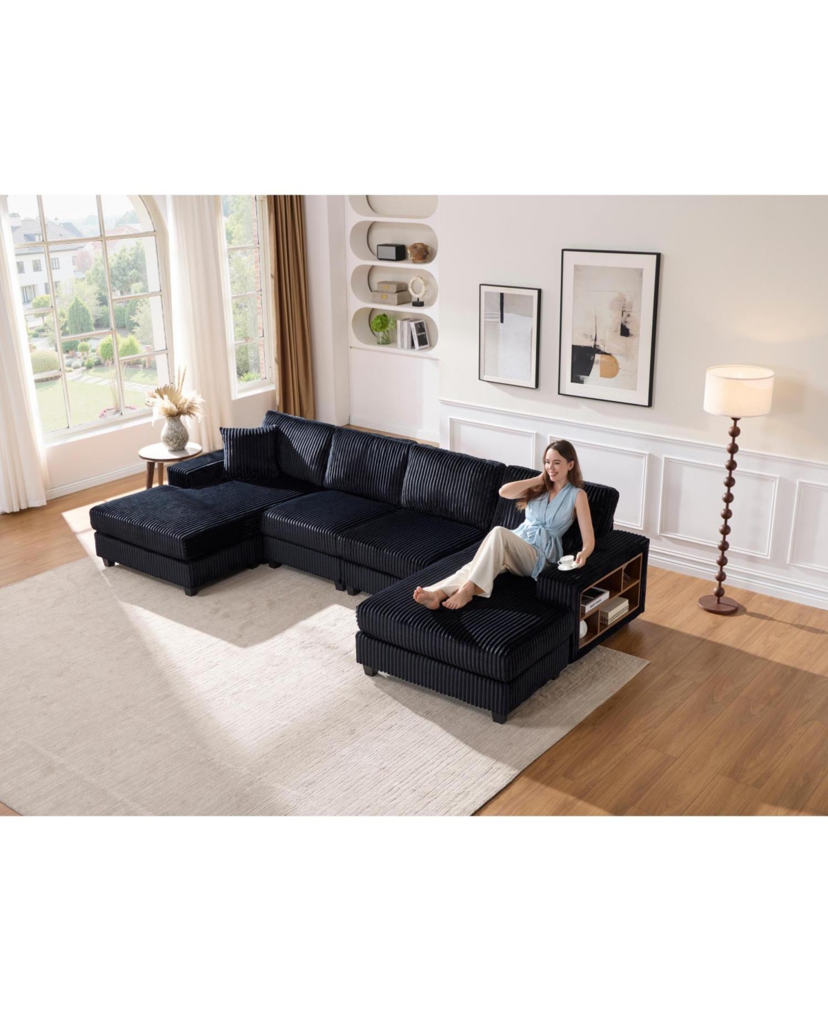 Click here for Streamdale Furniture Convertible Corduroy U-Shaped... prices